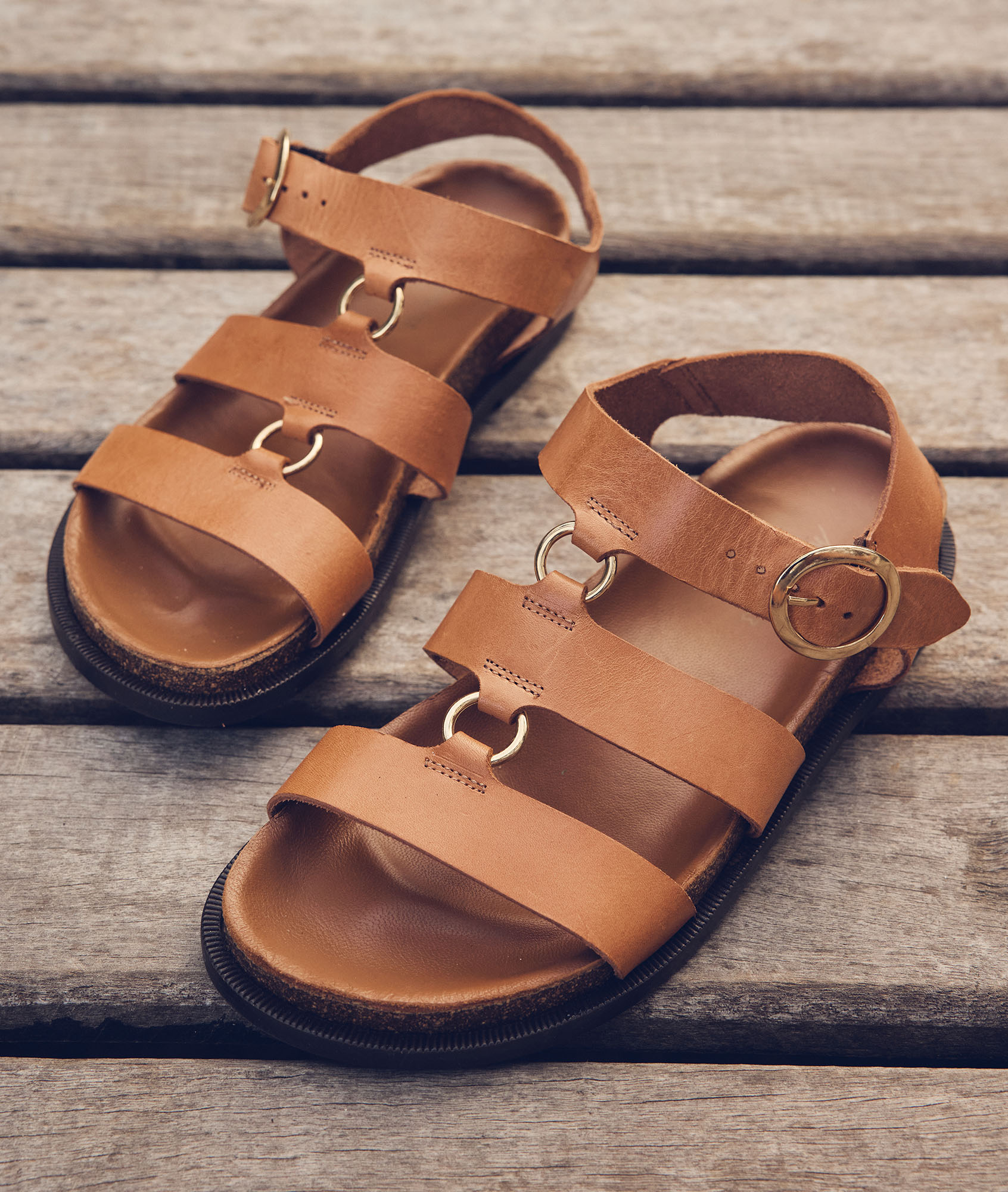 Sandales épaisses en cuir camel Vanessa Femme | CAMEL | Maison 123